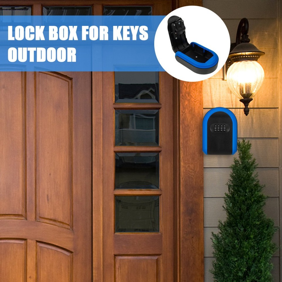Resettable Combination Code Lock Box For Keys Wall Mount Plastic Blue ...
