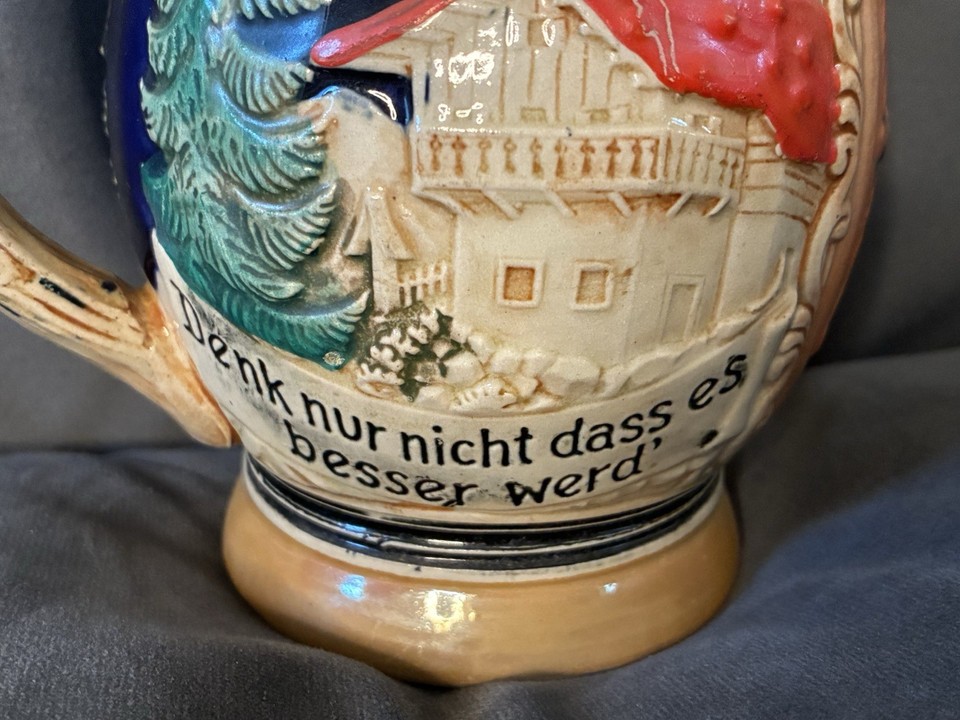 Vintage Painted Ceramic 'Pot Belly' German Beer Stein | eBay
