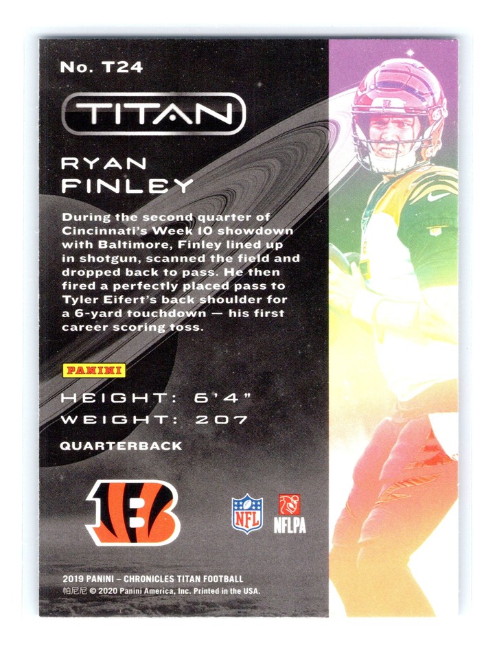 2019 Panini Chronicles Football #T24 Ryan Finley RC Titan Bengals | eBay