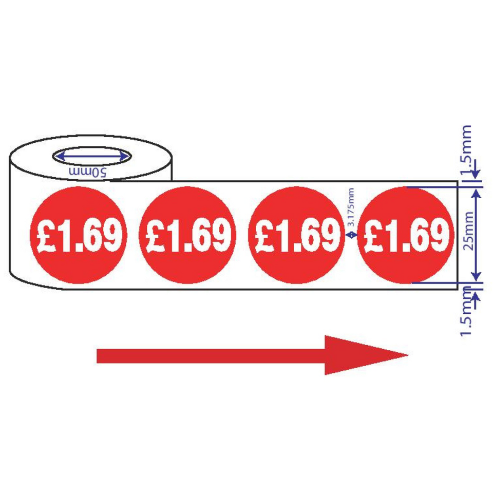 1000x 25mm £1.25-£19.99 Red Price Self Adhesive Stickers Sticky Labels ...