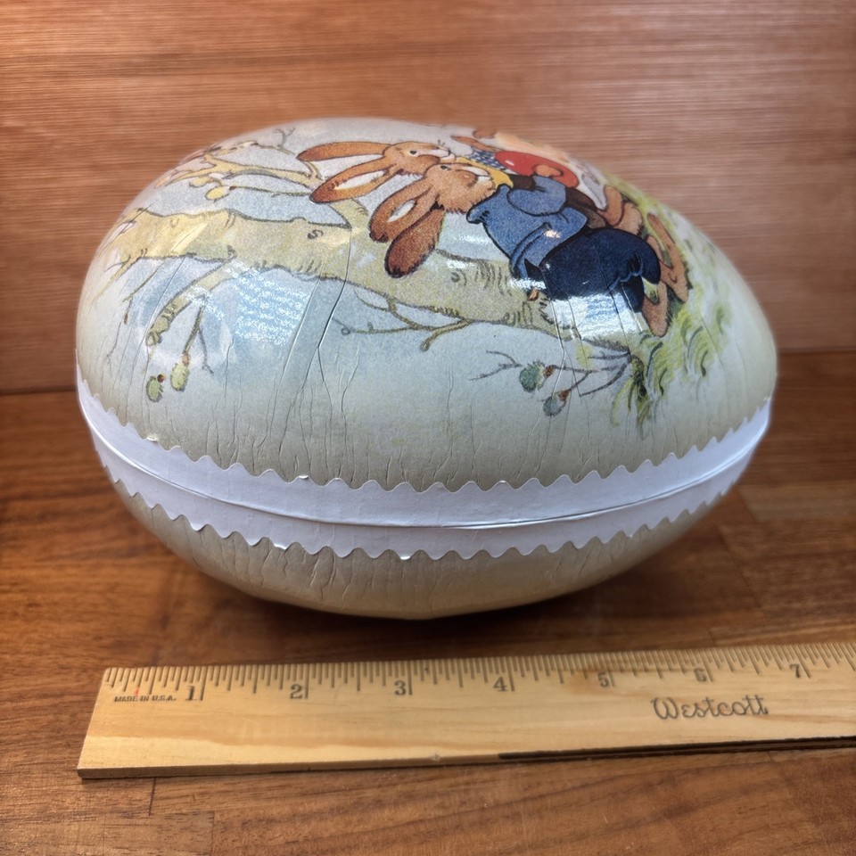 Vintage Paper Mache Bunny Nestler 7" X 5” Easter Egg Candy Container ...