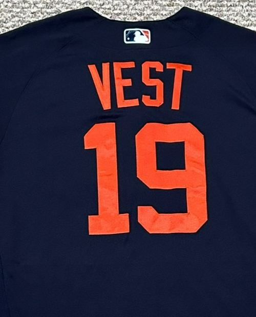 VEST size 44 #19 2023 DETROIT TIGERS GAME USED JERSEY ISSUED ROAD NAVY ...