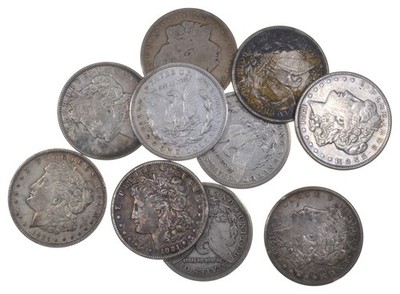 Lot (10) Morgan Silver Dollars 1921 Last Year $10 Roll Face 90% ...