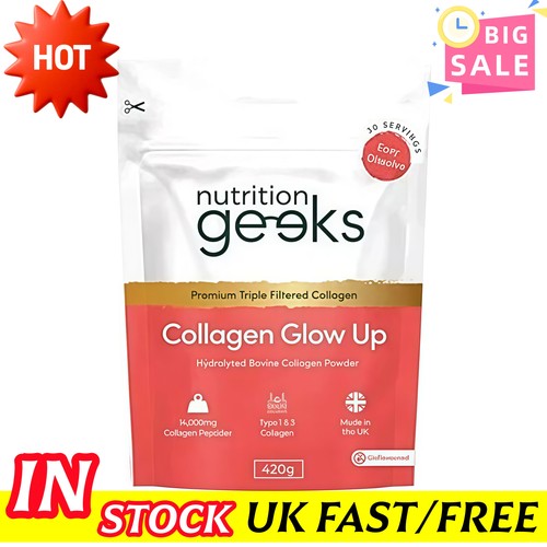 Nutrition Geeks Collagen Glow Up Powder & Improved 14,000mg 420g 30 ...