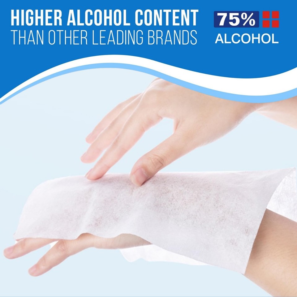 75% Large Alcohol Wipes (2 Canisters) - Hand Sanitizing Wipes - Hand ...