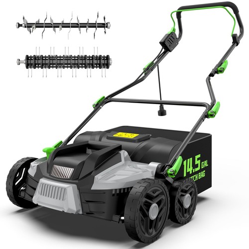 16inch 15.5 Amp 2in1 Electric Dethatcher And Scarifier With 14.5gallon ...