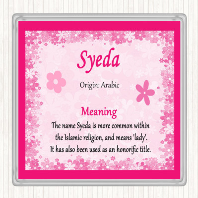 Syeda Name Meaning Drinks Mat Coaster Pink | eBay UK
