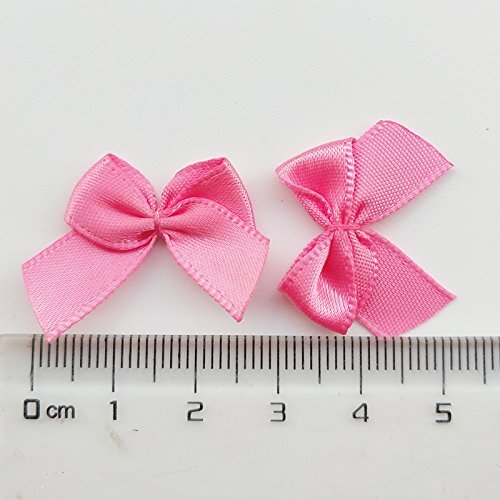 60pcs Mini Satin Ribbon Bows Flowers 1"x3/4" Appliques DIY Craft Fushia ...