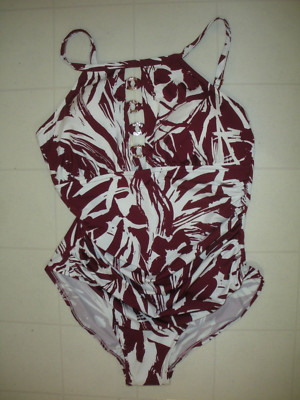 Magicsuit Cherry Red Impressionist Poppy 1 Pc High Neck Swimsuit Sz 16 ...