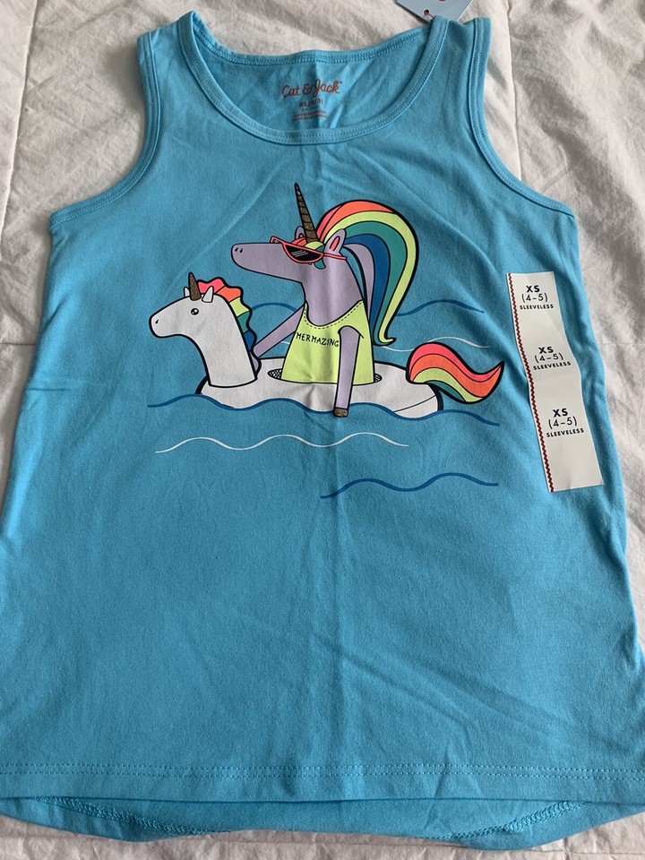 Girls Cat And Jack Unicorn Tank Size XS 4/5 | eBay