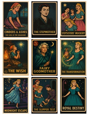 Fan Art Card aceo–Retro Jumbo 2.5x3.5" Vintage Cindirella Story 9 Lot ...