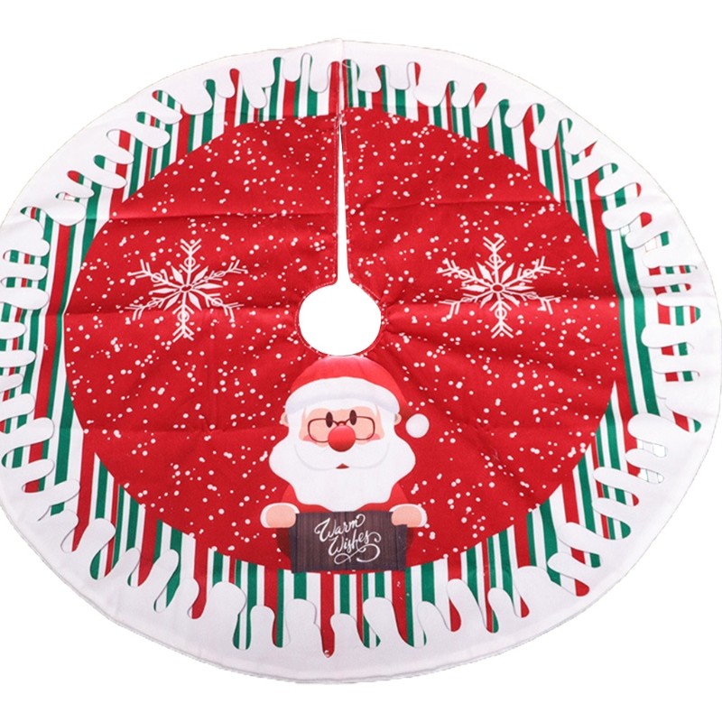 Christmas Tree Skirt Cartoon Santa Snowman Reindeer Plush Floor Carpet ...