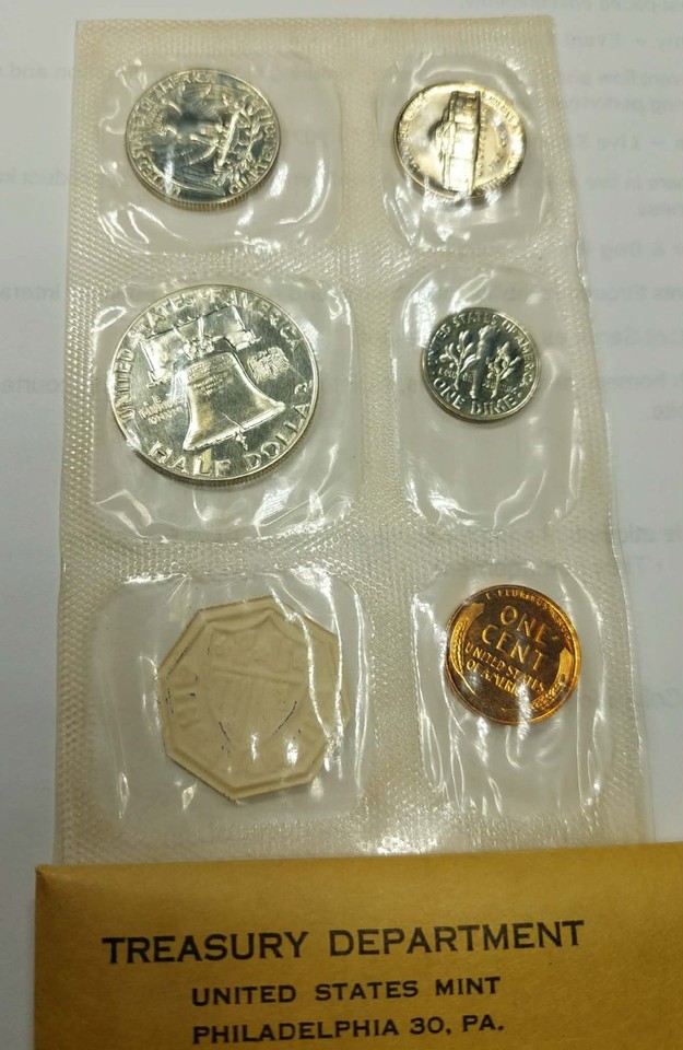 1956 United States Silver 5 Coin Proof Set in Original U.S. Mint ...