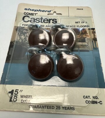 Vtg Shepherd Casters 1 5/8" Plate Fastening BROWN COMET Small Furniture ...