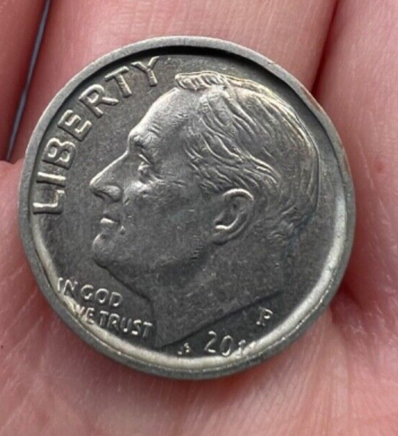 2011 P Roosevelt Dime, Extreme Error coin-Severely Raised rim with no ...