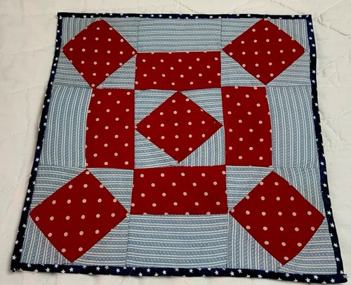 Vintage Antique Patchwork Quilt Table Topper, Four Patch, Early Calicos, Blue | eBay