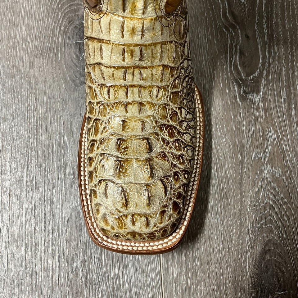 MEN'S RODEO COWBOY ALLIGATOR NECK PRINT WESTERN SQUARE TOE BOOTS MEXICO ...