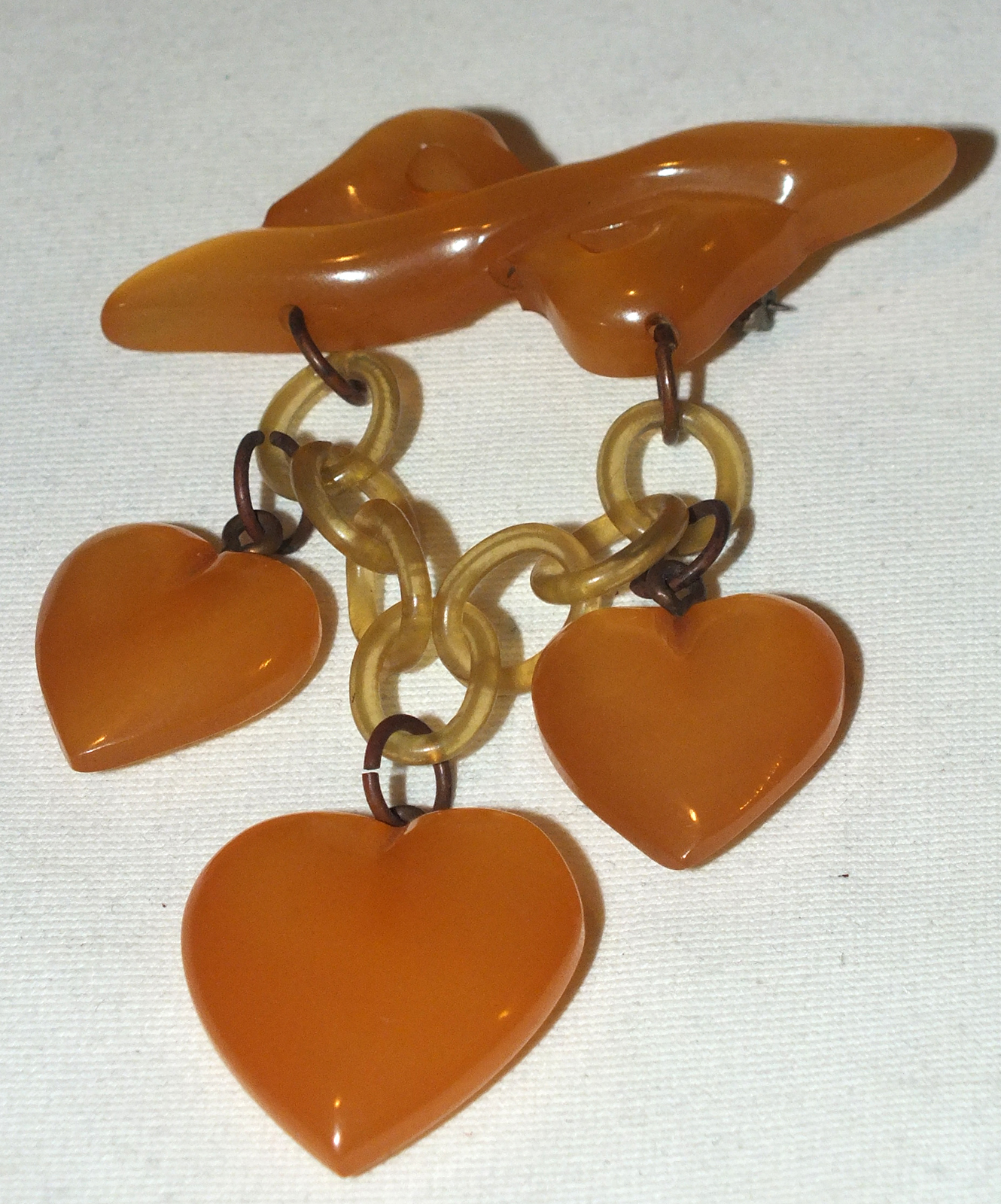 Rare Vintage Bakelite Butterscotch Hearts Charms Pin/Brooch | eBay