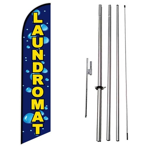 Laundromat Advertising Feather Banner Swooper Flag Sign with Flag Pole ...