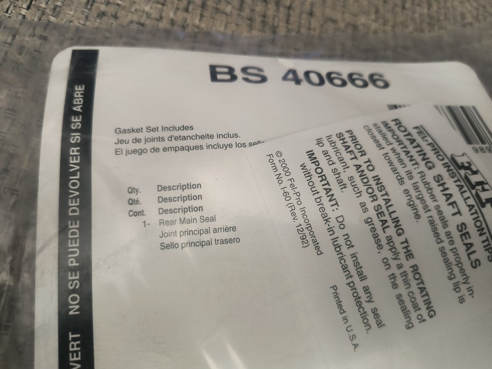 NEW Sealed FEL-PRO BS 40666 Rear Main Seal 93-20 Subaru Saab | eBay