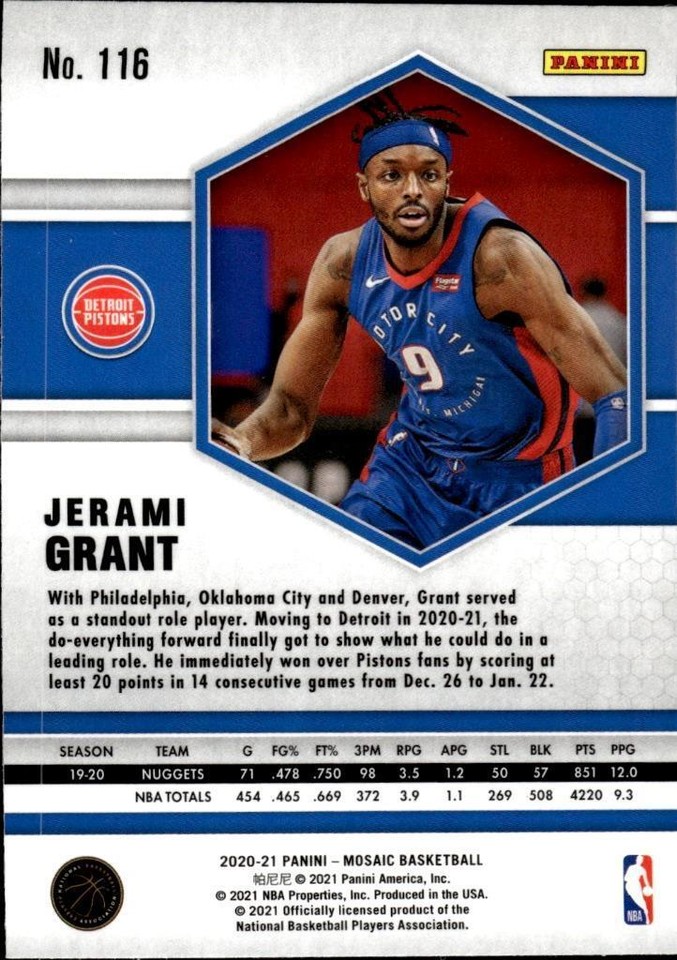 JERAMI GRANT CARD #116 50% OFF ENTIRE STORE B21R4S12P2 | eBay