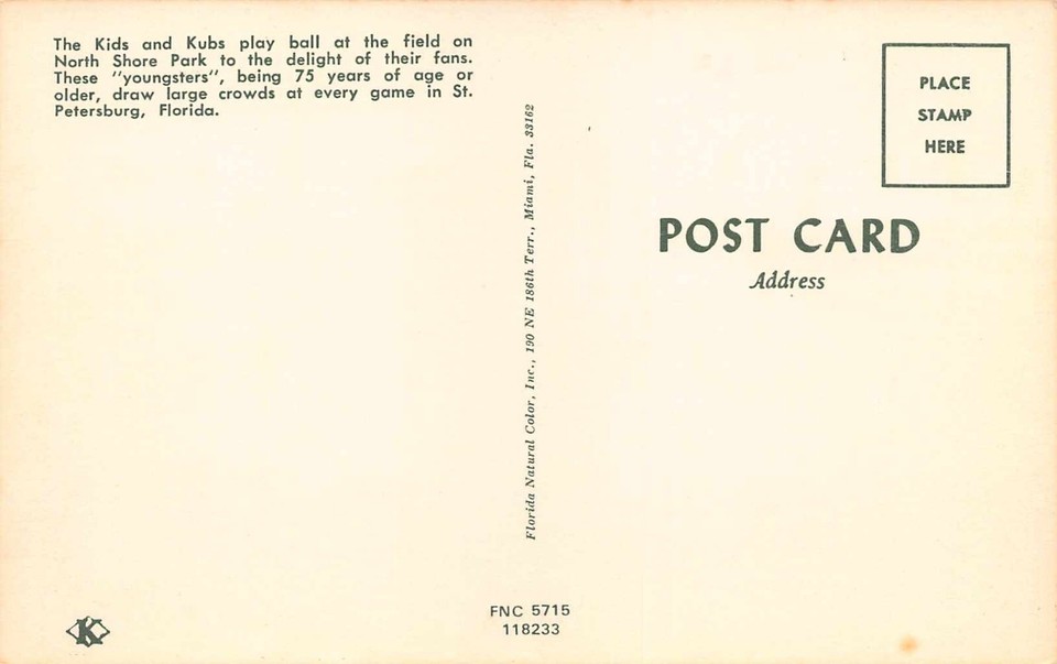 1950’s ¾ Century Club Ball Game North Shore Park Kids vs Kubs St ...