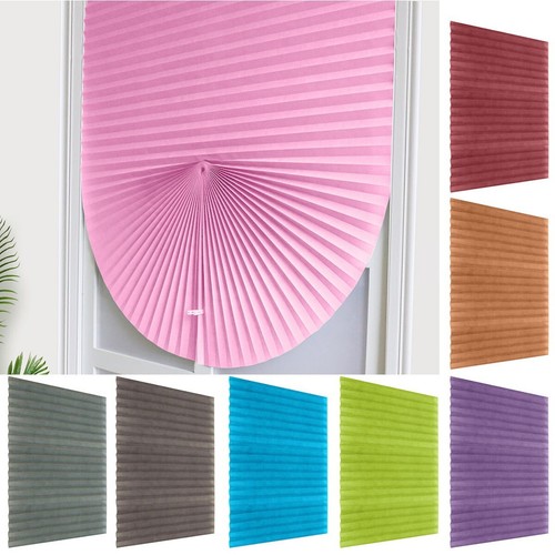 Self Adhesive Pleated Blinds Curtain Half Blackout Home Window Covers ...