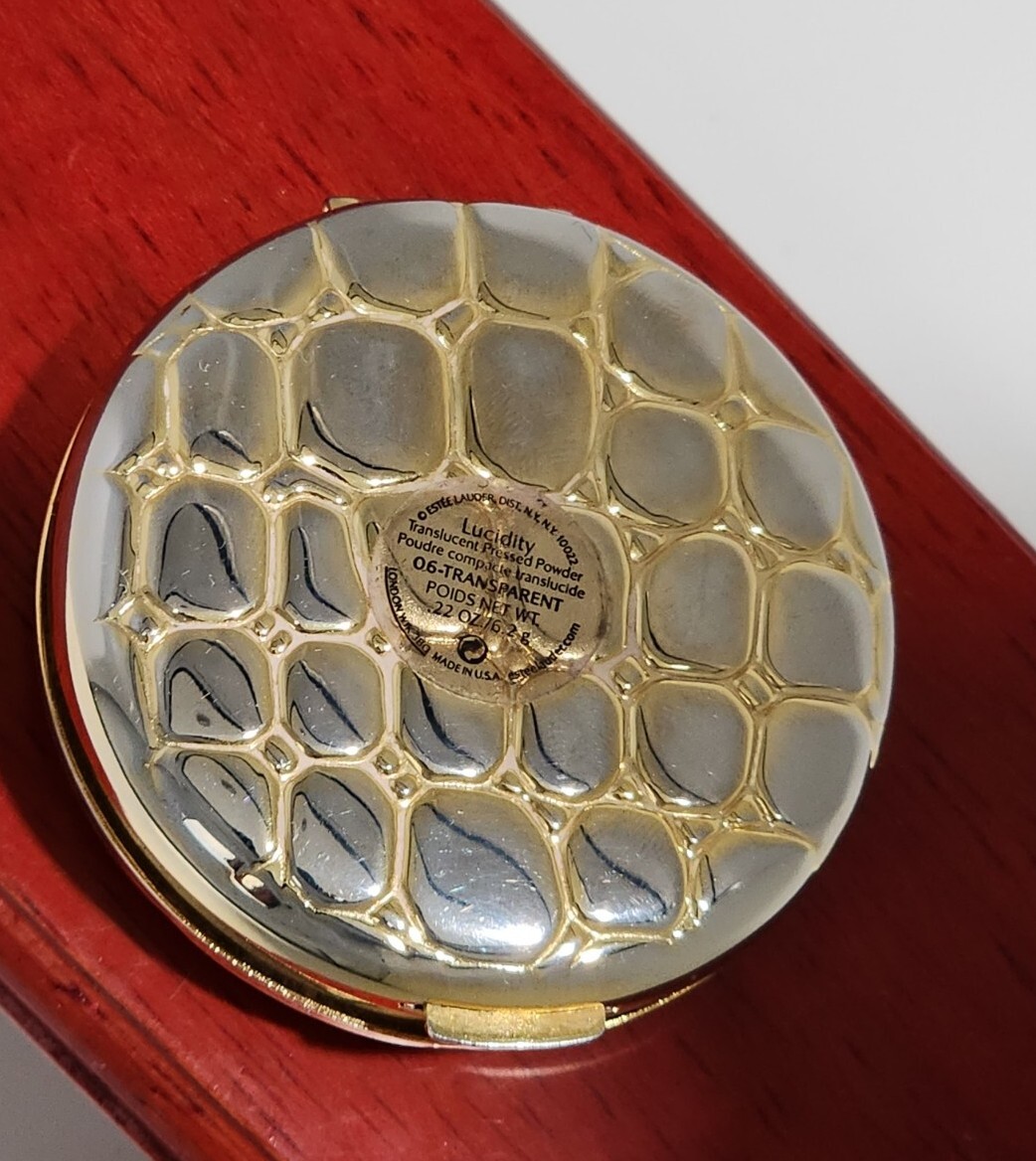 Estee Lauder Lucidity Pressed Powder Compact Gold Alligator Empty VTG ...
