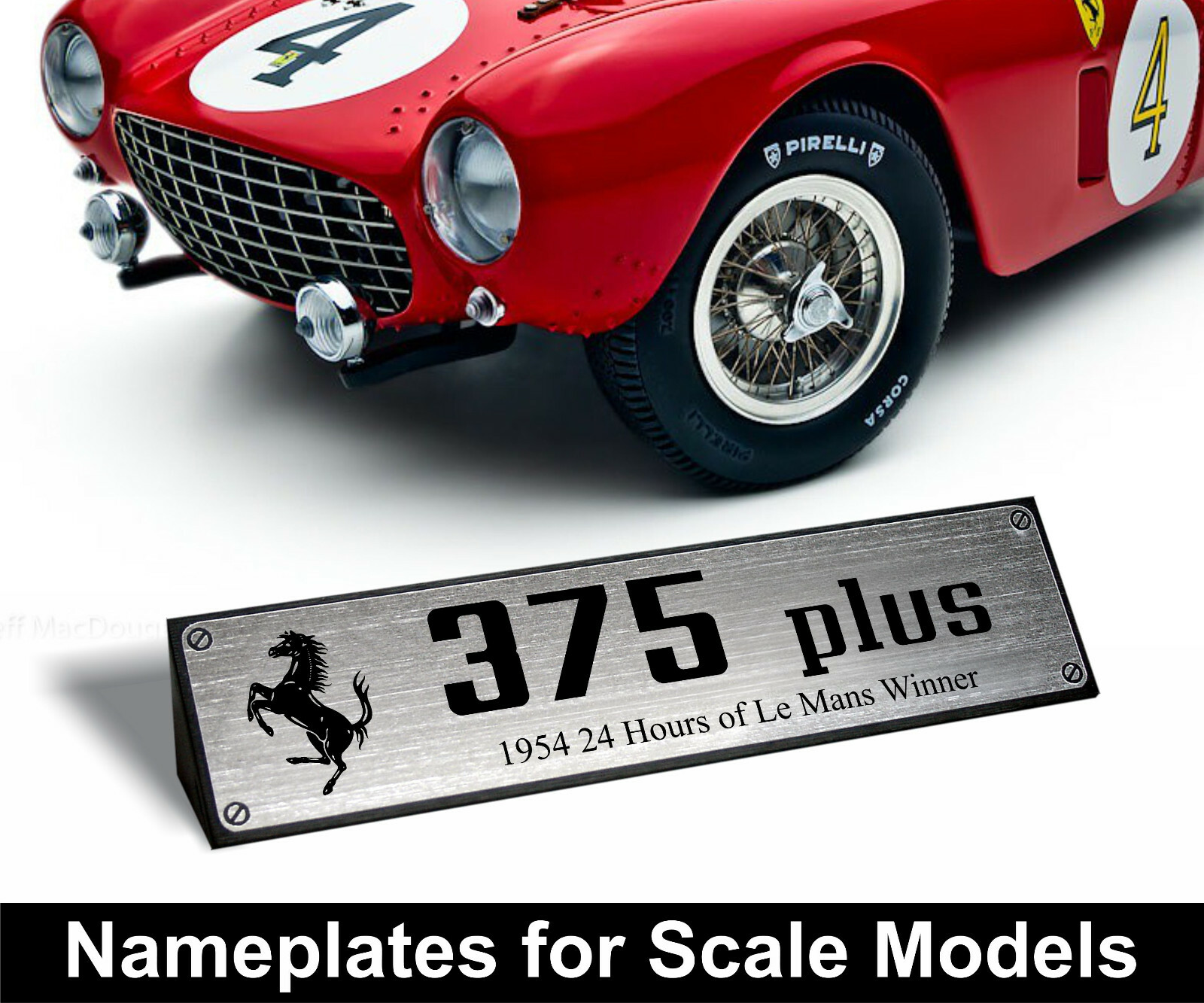 Nameplate for 1/18 Ferrari 125 166 250 275 375 MM GT GTO GTB TR SWB LM ...