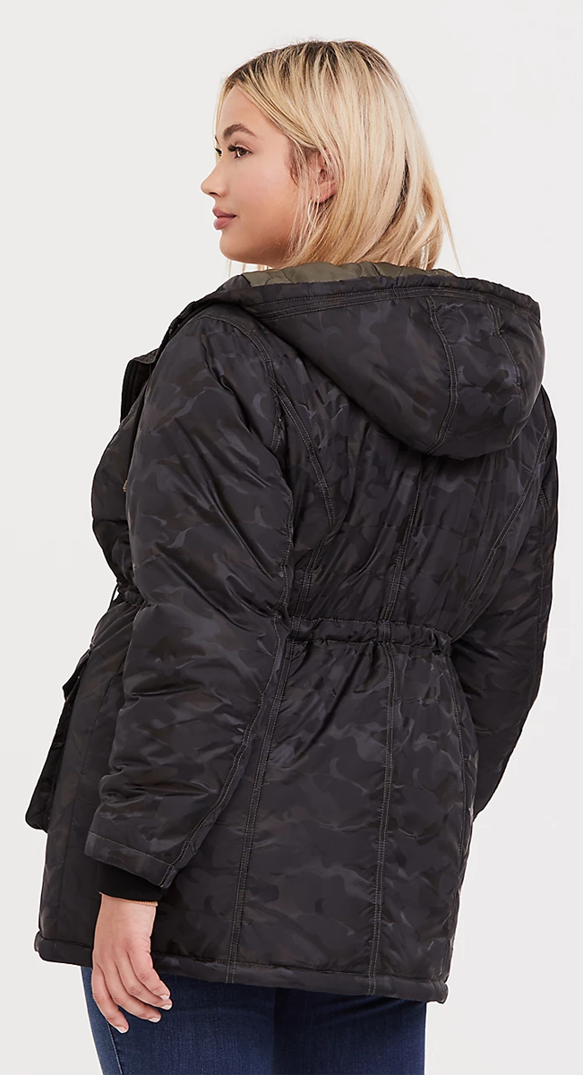 NEW Torrid Grey Camo Hooded Anorak Cargo Winter Coat Puffer Jacket ...