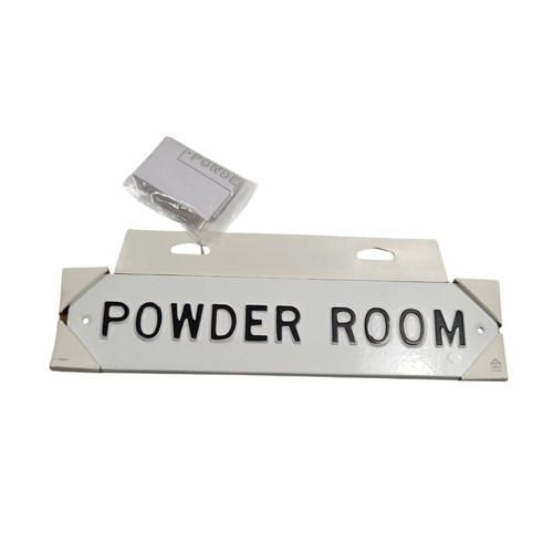 Powder Room Raised Lettering Metal 3 1/4" x 14" Sign Wall Plaque Decor ...