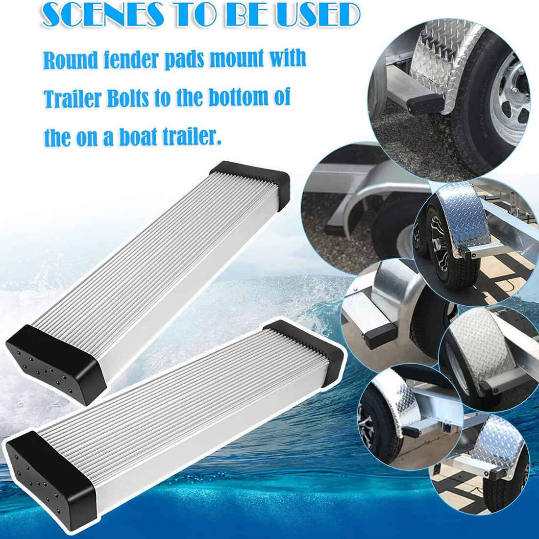 Aluminum Boat Trailer Square Round Fender Mount Step Pad Bolt On ...
