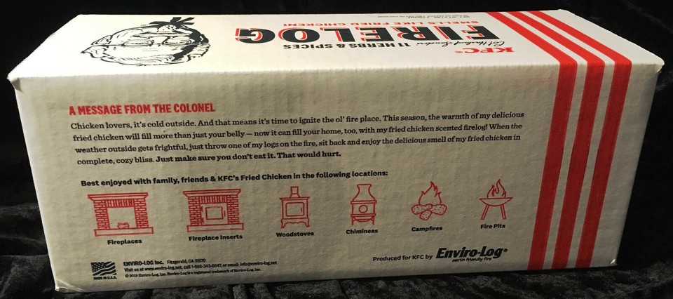 KFC Fire Log 11 Herbs n Spices Kentucky Fried Chicken Envirolog Limited ...