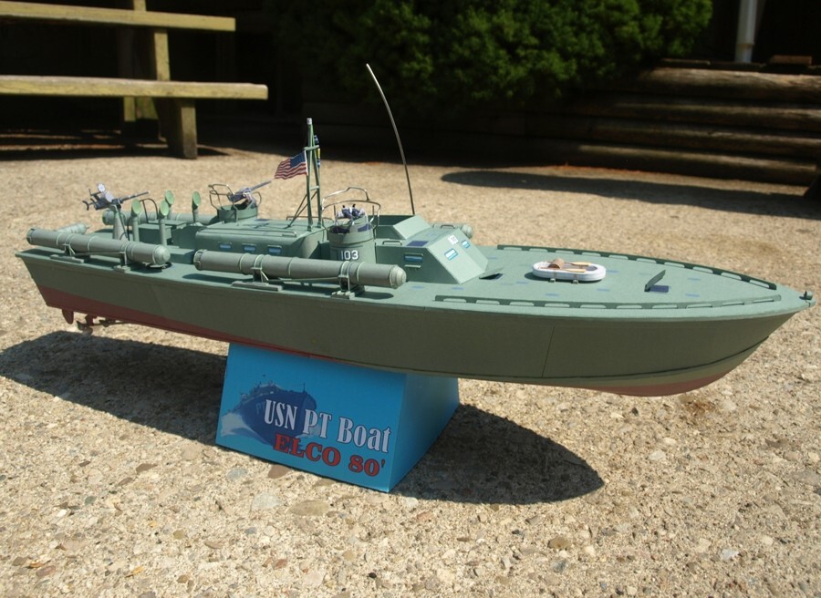 USN Elco 80' PT Torpedo Boat 1/48 Scale Printed Paper Card Model Kit PT ...