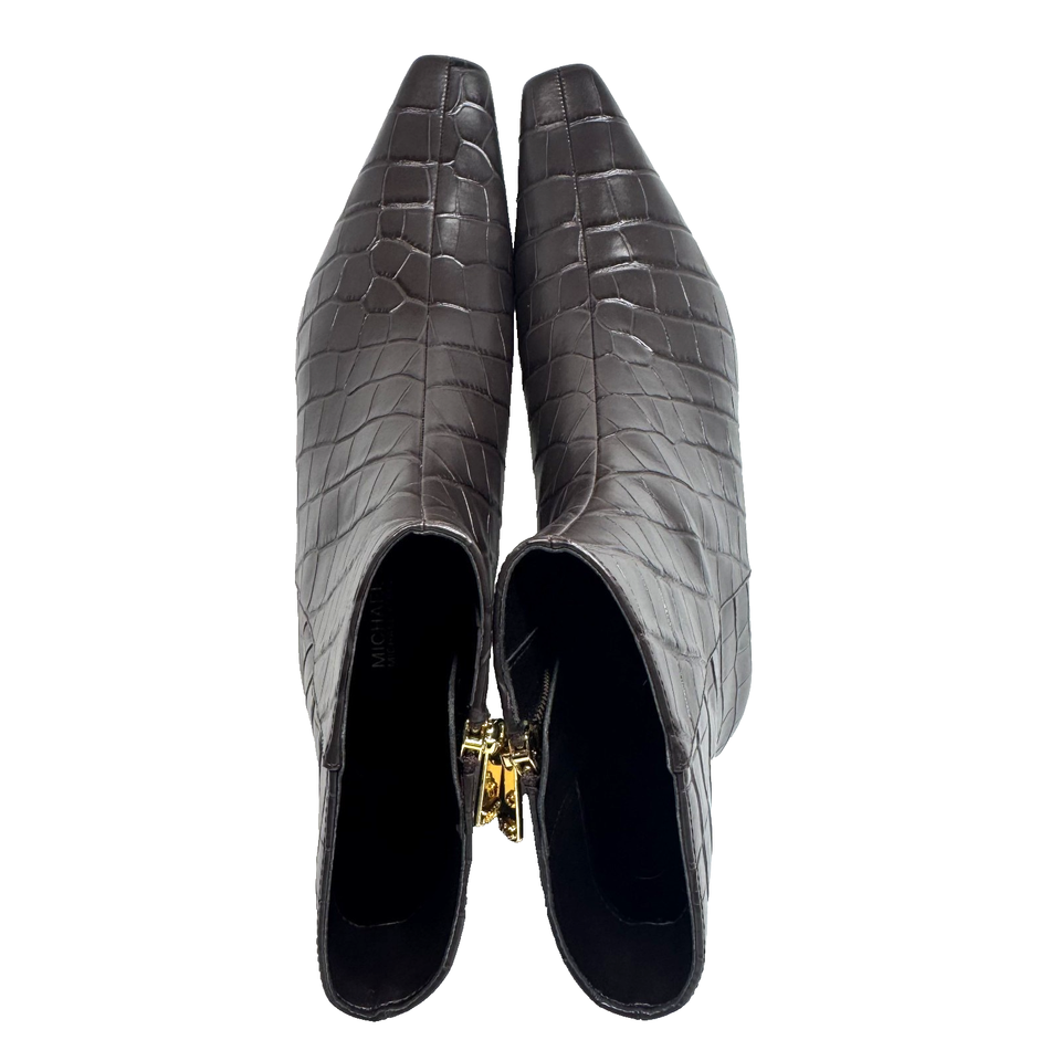 Michael Kors Women’s Cosmo Kitten Bootie Faux Croc Chocolate Brown Size ...