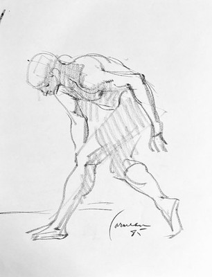 Harry Carmean gesture drawing of leaning man 1985 | eBay