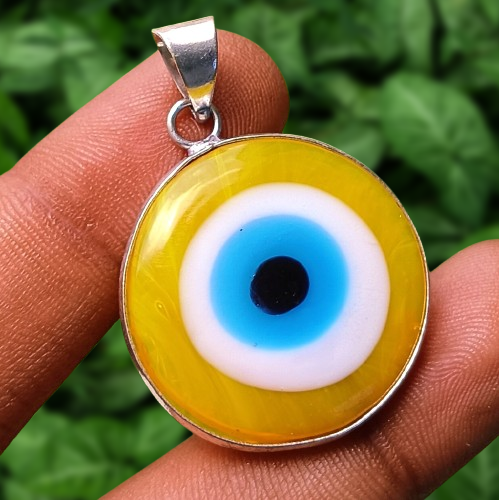 Mesmerizing Evil Eye Gemstone Pendant 925 Sterling Silver Plated ...
