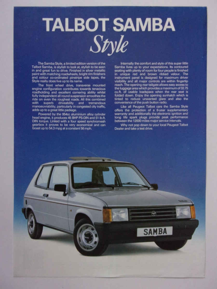 Talbot Samba Logo Talbot Samba Style 1986 | In The UK Only 16 Talbot