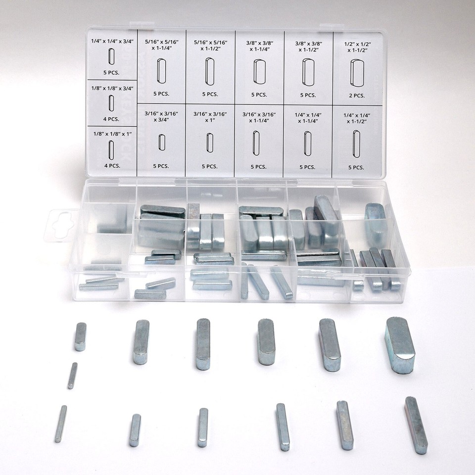 60 pc Keystock Bar Assortment SAE Square Key Stock Keyway Set | eBay