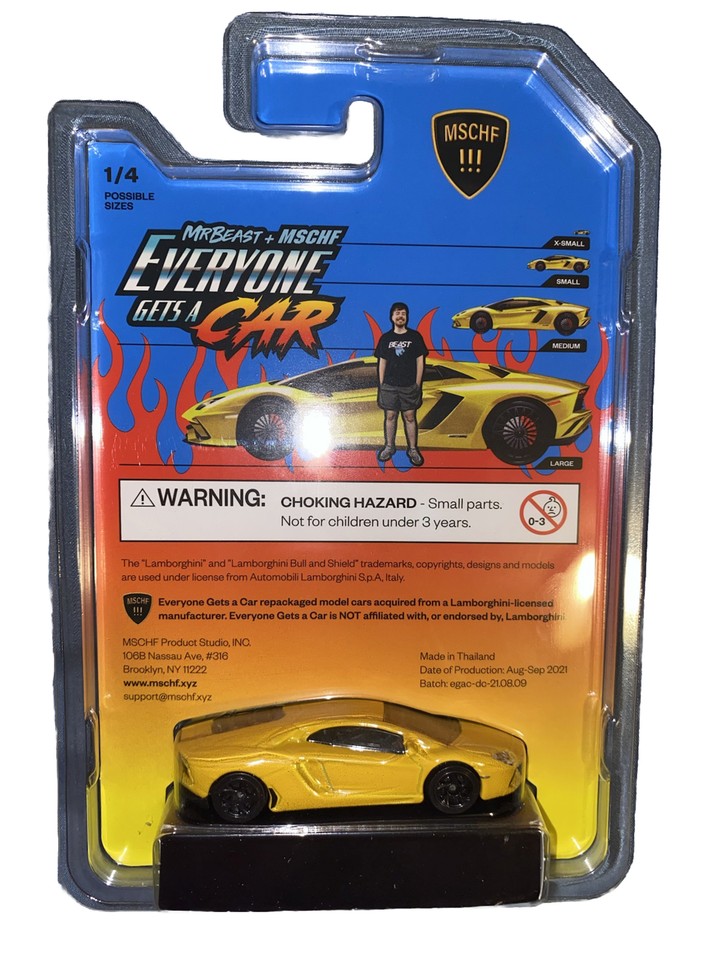 Mr Beast + MSCHF Everyone Gets a Car X-Small Car Diecast Lamborghini ...