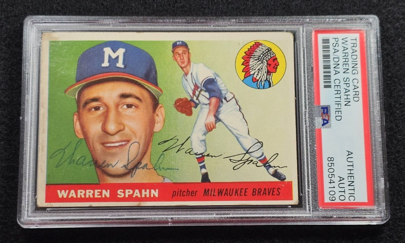 Rare 1955 WARREN SPAHN Signed Topps Trading Card-Hall of Fame-BRAVES ...