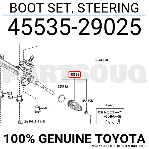 4553529025 Genuine Toyota BOOT SET, STEERING 45535-29025 | eBay