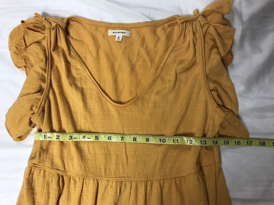 Max Studio Yellow Gold Midi Summer Dress, Sz Large | eBay