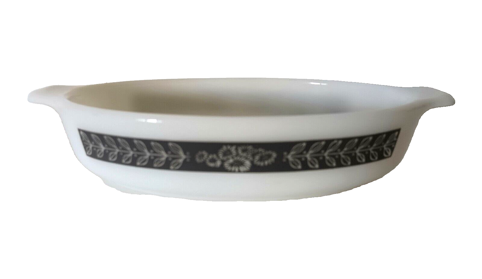 Pyrex Grecian Gray Floral Stripe Pixie 700 Au Gratin Dish 10 Oz White ...