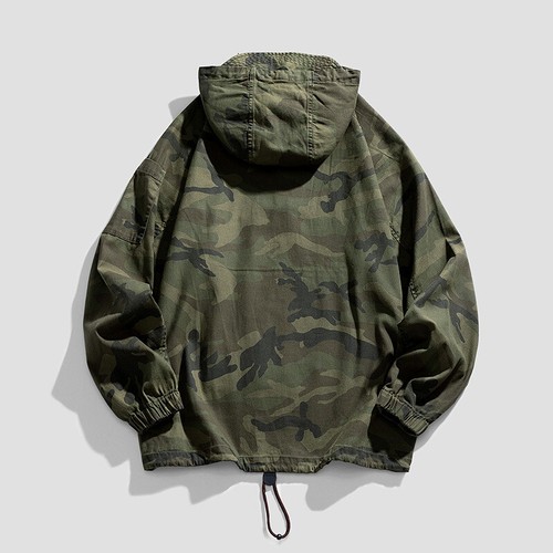 Men Hooded Jacket Army Green Camouflage Pullover Pocket Coats Hoodie ...