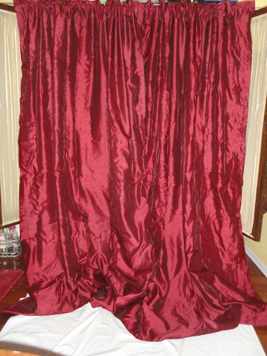Red Silk Curtains John Aird Luxury Faux Silk Fully Lined Eyelet