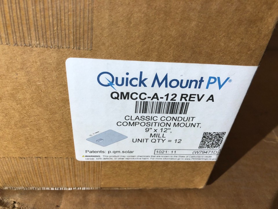 Quick Mount PV QMCC-A-12 9x12-inch Conduit Mount w/ Mill Finish (12 ...