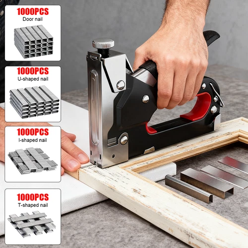 Staple Gun Heavy Duty Tacker Upholstery Stapler Fabric Wood Craft ...