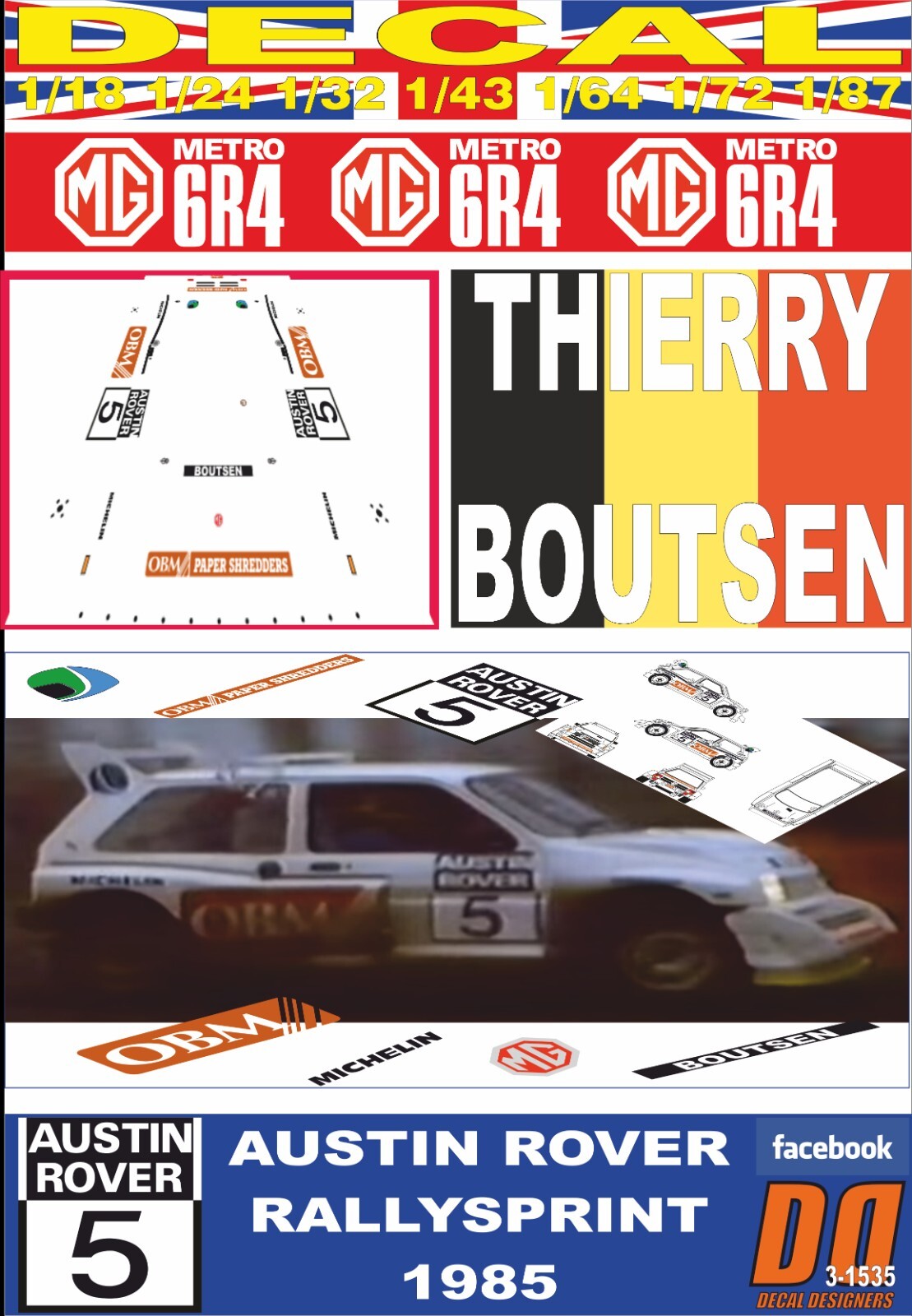 DECAL MG METRO 6R4 THIERRY BOUTSEN AUSTIN ROVER RALLYSPRINT 1985 (08 ...