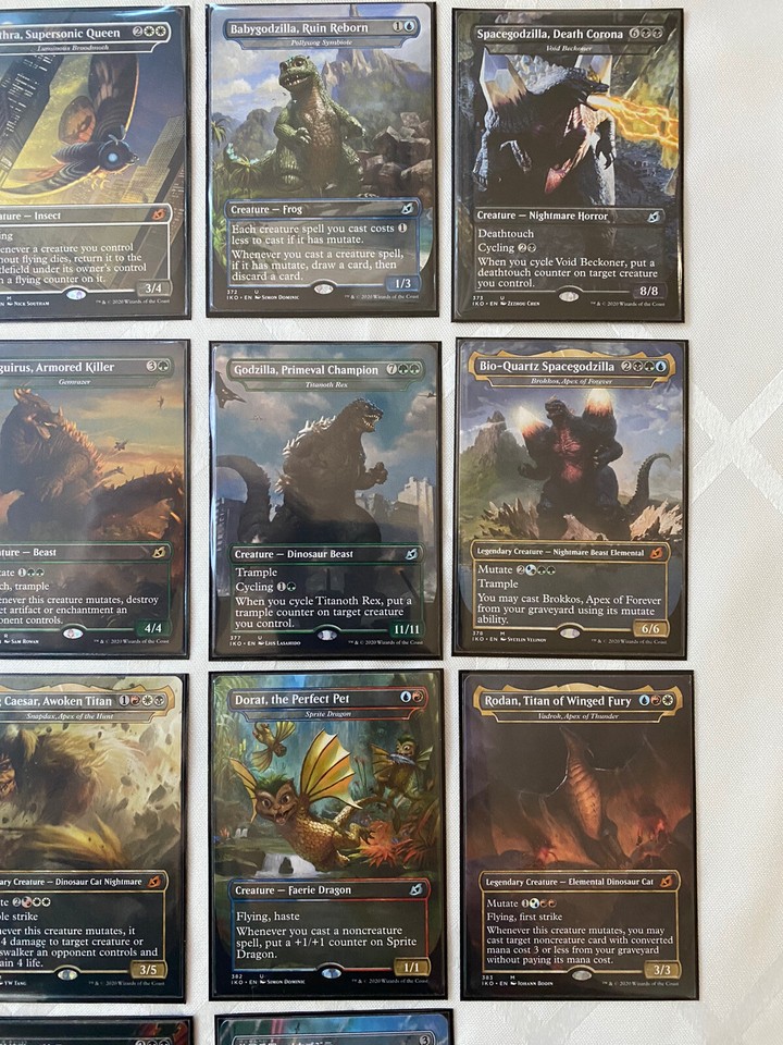 Complete Set (19) Godzilla *Non-Foil* Magic Cards MT/NM Dbl. Sleeved ...